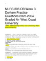 NURS 306 OB Week 3 Durham Practice Questions 2023-2024 Graded A+ West Coast University - DocMerit