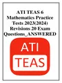 ATI TEAS 6 Mathematics Practice Tests 2023(2024) Revisions 20 Exam ...