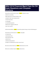 WGU C214 Financial Mgmt Pass the OA Exam Questions and Complete Solutions. - DocMerit