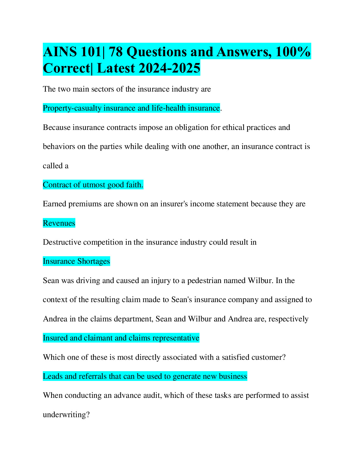 AINS 101 Exams and Exam Prep|All Bundled Together as A PACKAGE DEAL ...