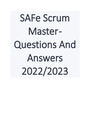 SAFe Scrum Master - Questions And Answers 2022/2023 - DocMerit