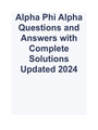 Alpha Phi Alpha Questions and Answers with Complete Solutions Updated ...