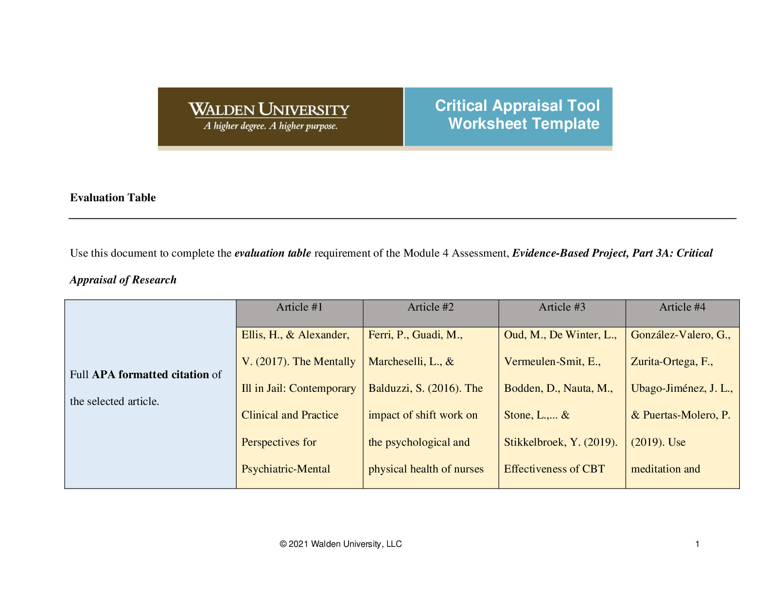 Evidence Based Project Part 2 Advanced Levels of Clinical Inquiry and ...