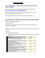 CHM 114 Lab 2 Assignment: Introduction to Calorimetry: Specific Heat of a Metal 2025 - DocMerit