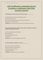 Automotive Service Excellence Certification) 2024 With Accurate Answers ...