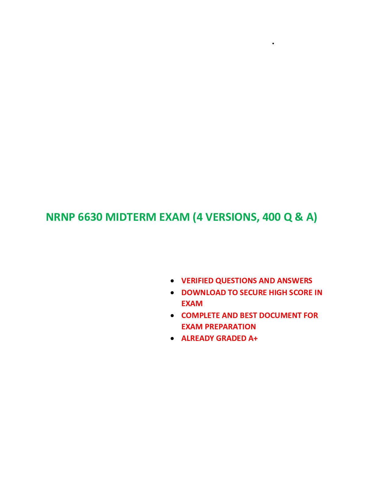 NRNP 6630 FINAL EXAM (7 VERSIONS, 700 Q & A, NEW-2024) & NRNP 6630 ...