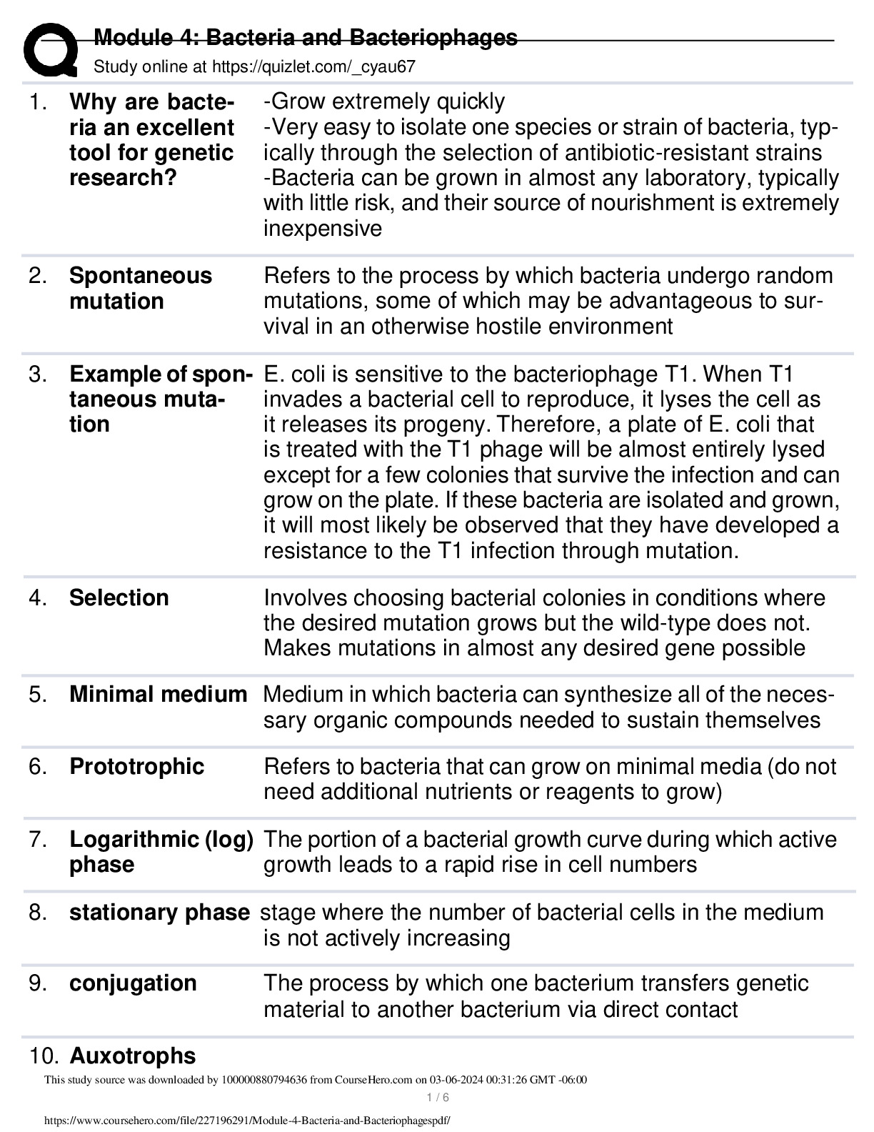 BIOD 210 Module 4 Bacteria and Bacteriophages (Portage learning) - DocMerit
