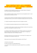 CSLB CONTRACTOR'S LAW & BUSINESS EXAM QUESTIONS WITH CORRECT ANSWERS ...