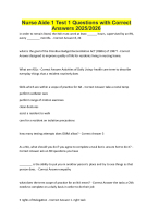 Nurse Aide 1 Test 1 Questions with Correct Answers 2025/2026 - DocMerit