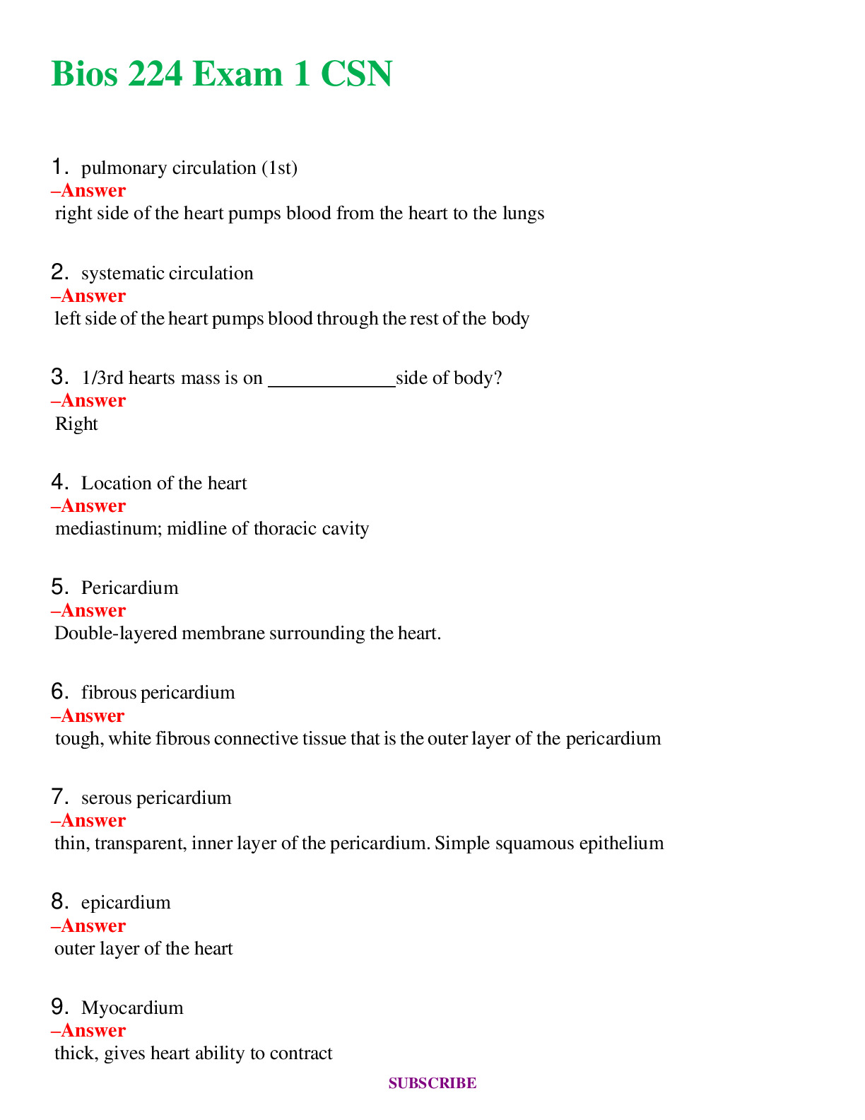 BIOS 224 BUNDLE CSN LAB 1 , Exam 1 CSN Complete Answers 100% Correct ...