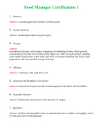 Food Manager Certification 1 (Latest 2024) Questions With Complete ...