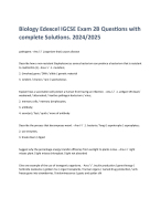 Biology Edexcel IGCSE Exam 2B Questions with complete Solutions. 2024/ ...