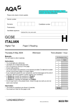 2024 AQA GCSE ITALIAN 8633/H Exams Bundle - DocMerit