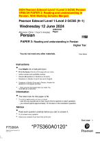 2024 Pearson Edexcel Level 1/Level 2 GCSE Persian 1PN0/3H PAPER 3 ...