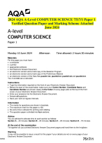 2024 AQA A-Level COMPUTER SCIENCE 7517/1 Paper 1 Verified Question ...