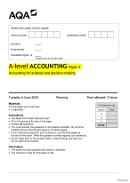 A-level ACCOUNTING Paper 2 Accounting for analysis and decision-making ...