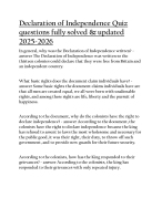 Declaration of Independence Quiz questions fully solved & updated 2025 ...