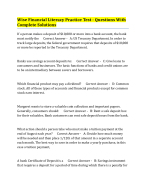 Wise Financial Literacy Practice Test - Questions With Complete ...