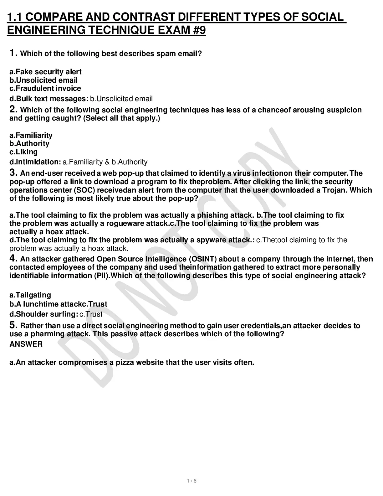 1.1 COMPARE AND CONTRAST DIFFERENT TYPES OF SOCIAL ENGINEERING ...
