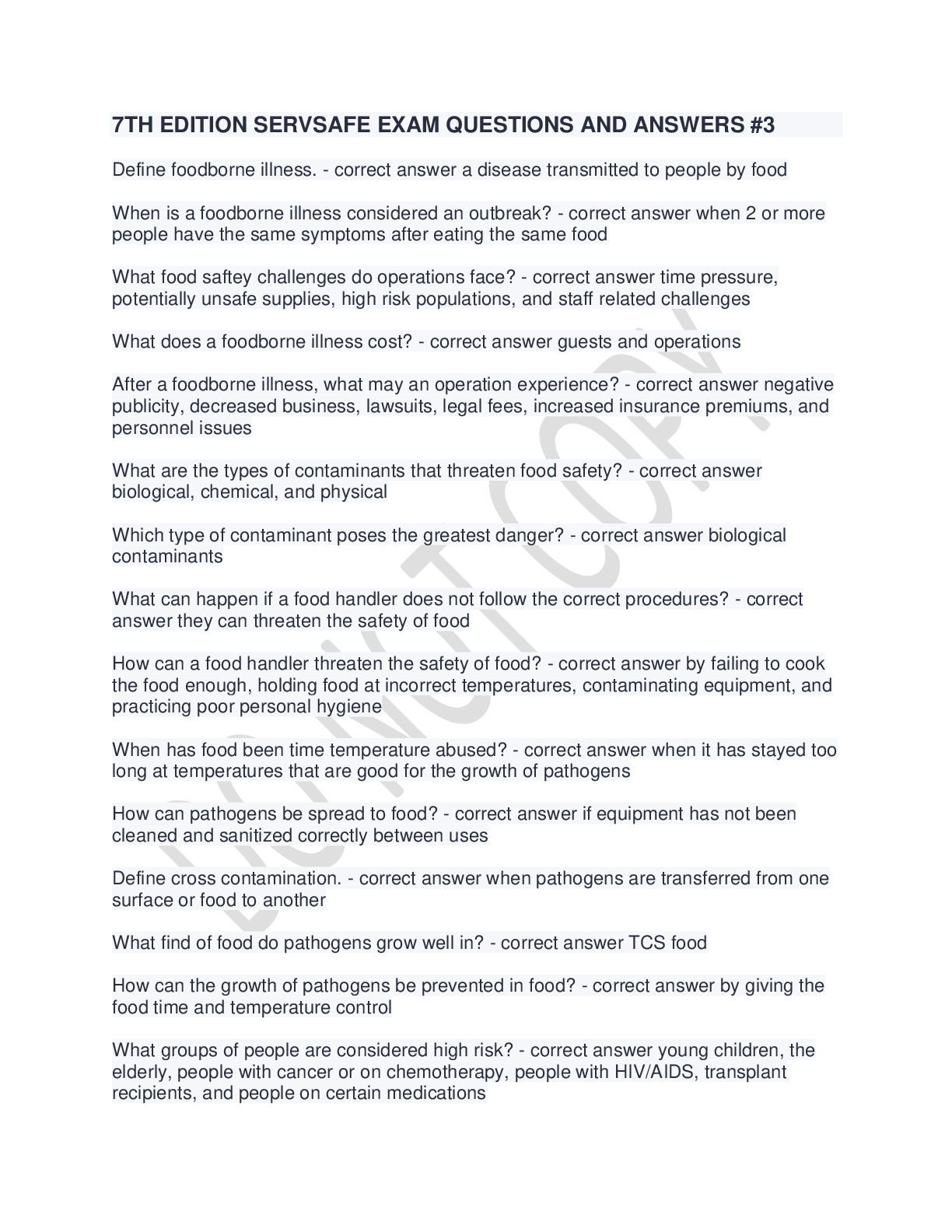 ServSafe 7th Edition Diagnostic Package Deal Bundle With Test banks ...