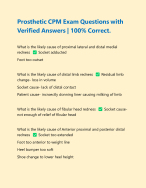 Prosthetic CPM Exam Questions with Verified Answers | 100% Correct ...