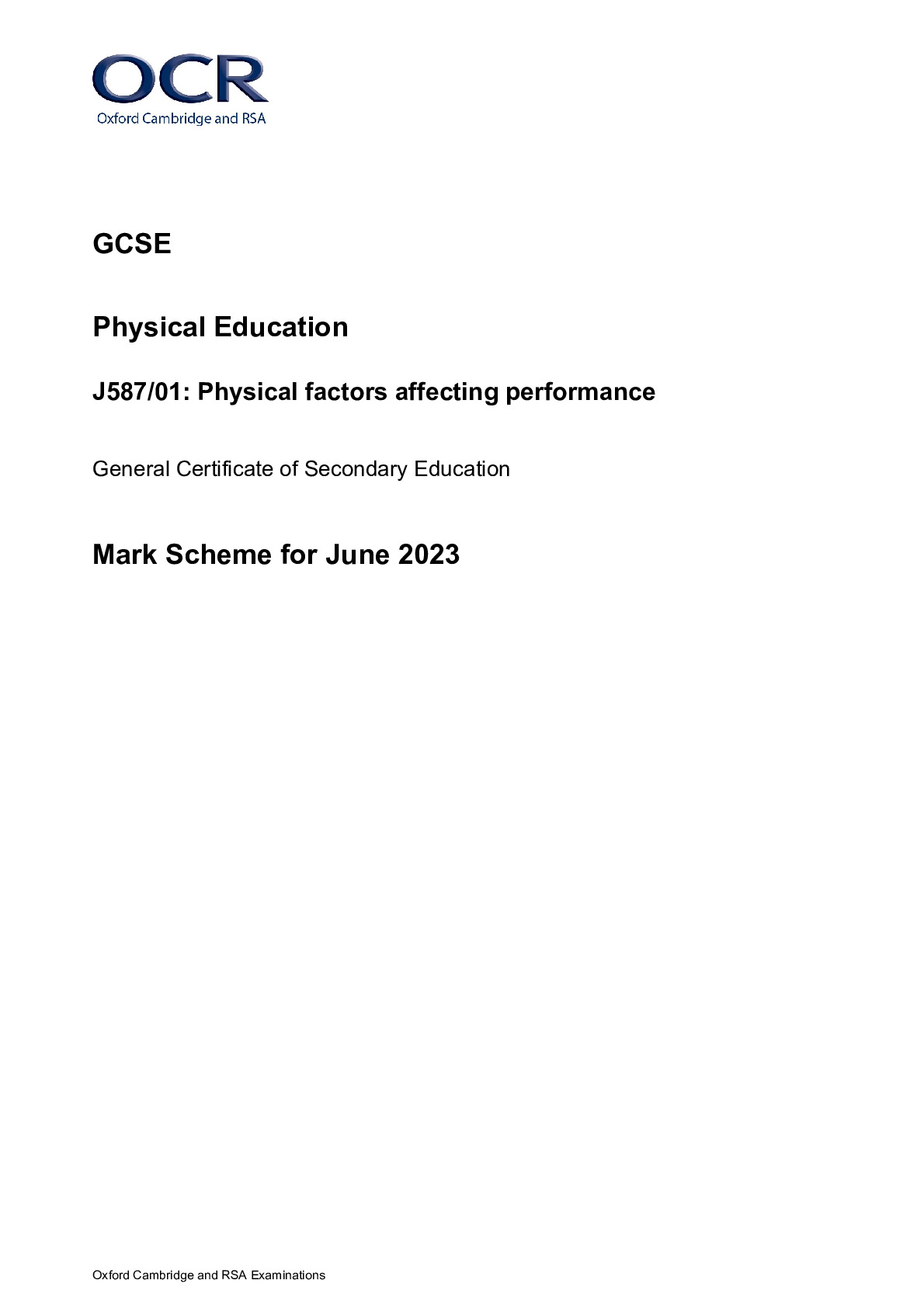 OCR GCSE Physical Education J587/01: Physical factors affecting ...