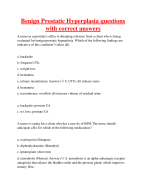 Benign Prostatic Hyperplasia questions with correct answer - DocMerit