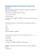 Orthopedic Practice Exam questions with correct answers - DocMerit