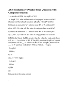 ACS Biochemistry Practice Final Questions with Complete Solutions ...
