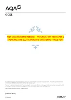 AQA GCSE MODERN HEBREW FFOUNDATION TIER PAPER 2 SPEAKING JUNE 2024 ...