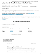 ESS 101 Laboratory 2: Plate Tectonics and the Rock Cycle - DocMerit