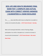 XCEL LIFE AND HEALTH INSURANCE FINAL EXAM TEST | COMPLETE 2025 ACTUAL ...