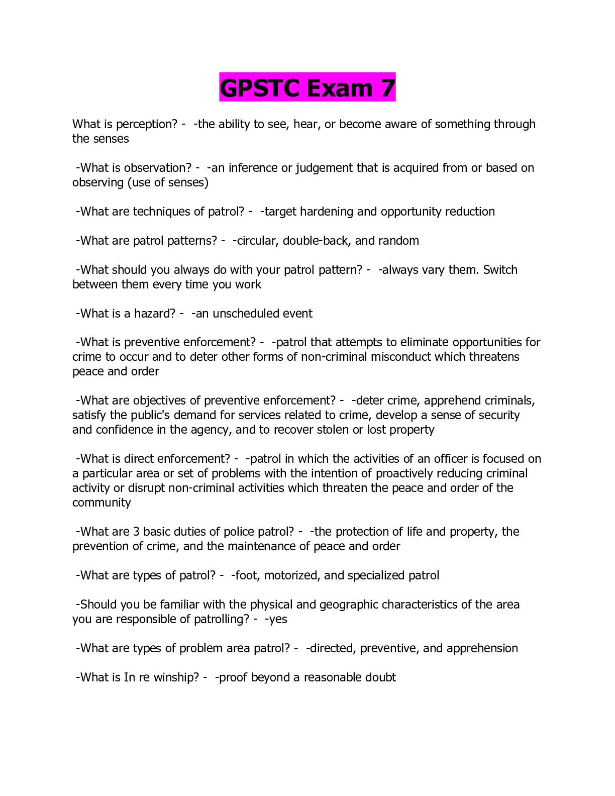 GPSTC Exams - DocMerit