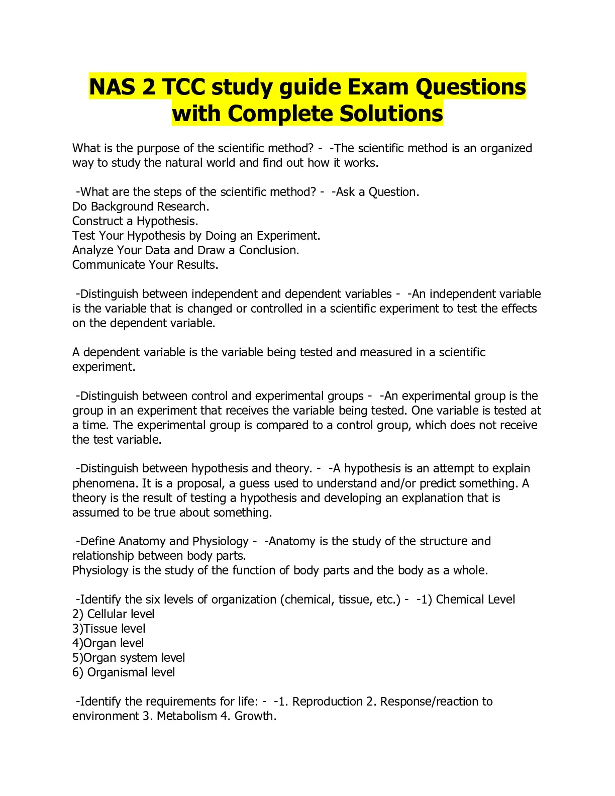 NAS 2 TCC study guide Exam Questions with Complete Solutions - DocMerit