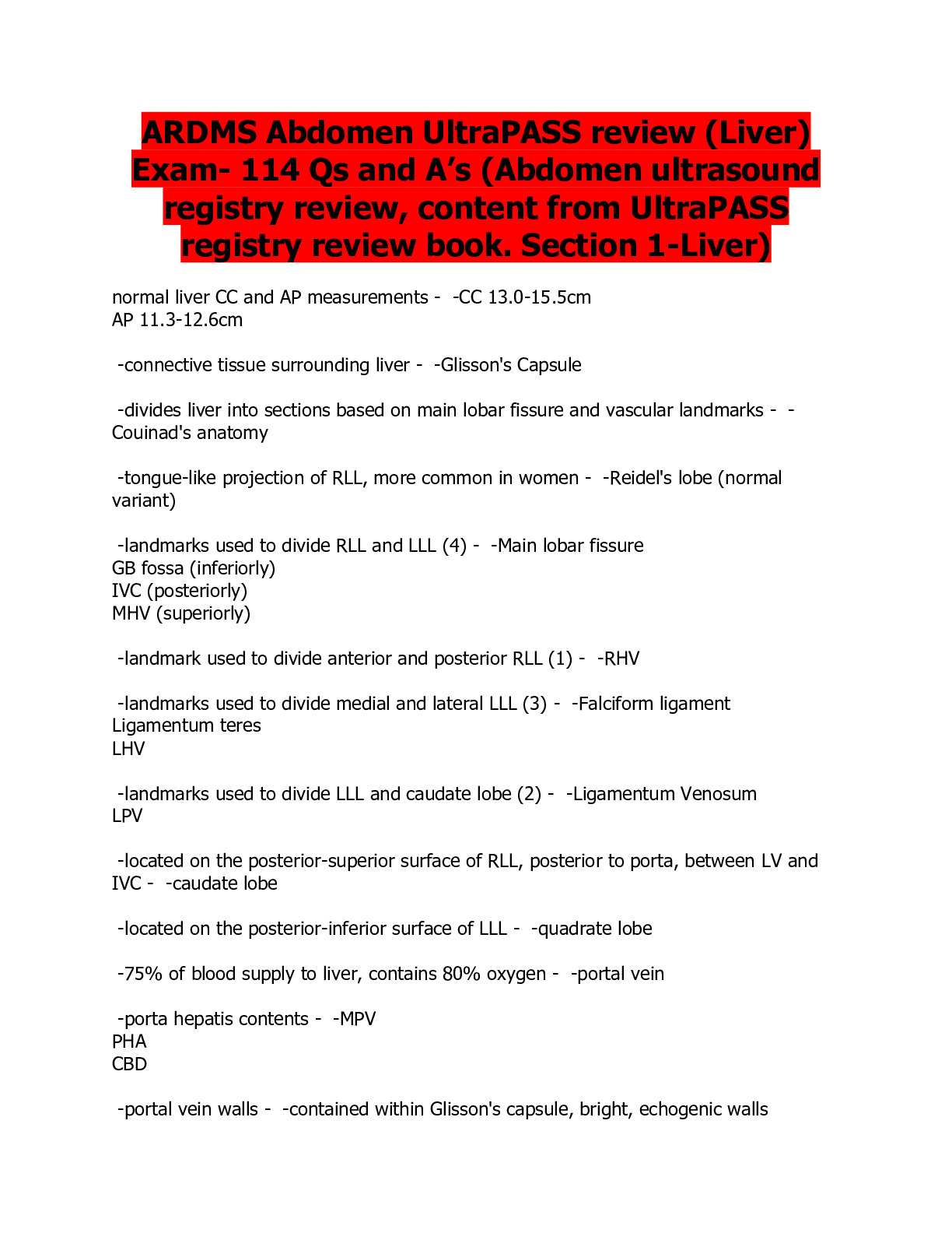 ARDMS ABDOMEN EXAMS - - DocMerit