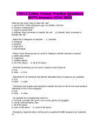 CSMLS Safety Manual Practice Questions WITH Answers 2024/2025 - DocMerit