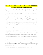 Washington State Driver's Test NUMBERS/44 Exam Questions with Answers ...