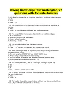 Driving Knowledge Test Washington/77 questions with Accurate Answers ...