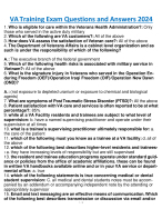 VA Training Exam (New 2024/ 2025 Update) Questions and Verified Answers ...