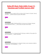 Relias RN Basic Math Ability Exam V2 Questions and Verified Answers 2024 - DocMerit