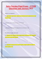 Intro Nursing Final Exam – UTMB Questions and Answers 2025 - DocMerit