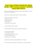 Texas Class D Water Distribution Study Guide | 100% Correct Answers ...