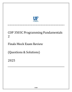 COP 3503C Programming Fundamentals 2 - Finals Mock Exam Review - UF 2025 - DocMerit