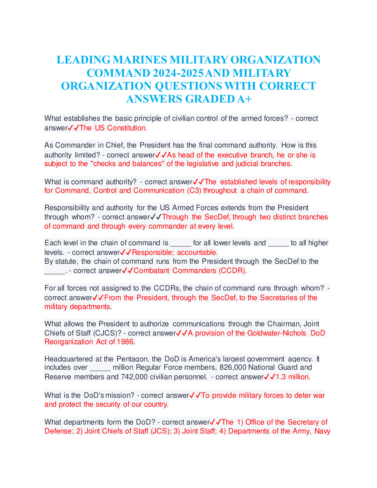 LEADING MARINES MILITARY ORGANIZATION COMMAND 2024-2025 AND MILITARY ...