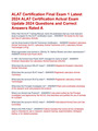 ALAT Certification Final Exam 1 Latest 2024 ALAT Certification Actual ...