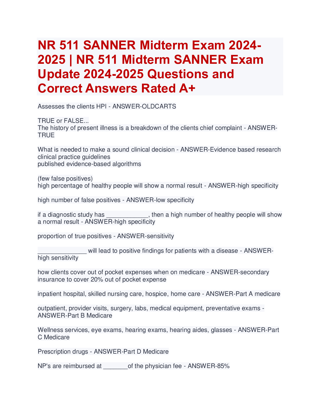 NR 511 SANNER Midterm Exam 2024- 2025 | NR 511 Midterm SANNER Exam ... NR 511 SANNER Midterm Exam 2024- 2025 | NR 511 Midterm SANNER Exam ...
