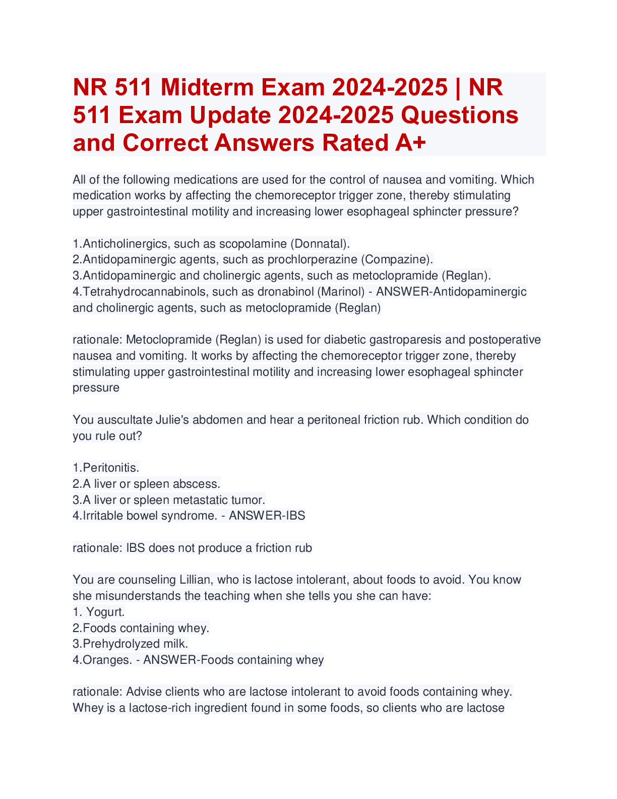 NR 511 Midterm Exam 2024-2025 | NR 511 Midterm Actual Exam Latest ... NR 511 Midterm Exam 2024-2025 | NR 511 Midterm Actual Exam Latest ...
