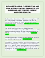 ALF CORE TRAINING FLORIDA EXAM AND 2024 ACTUAL PRACTICE EXAM WITH 200 ...
