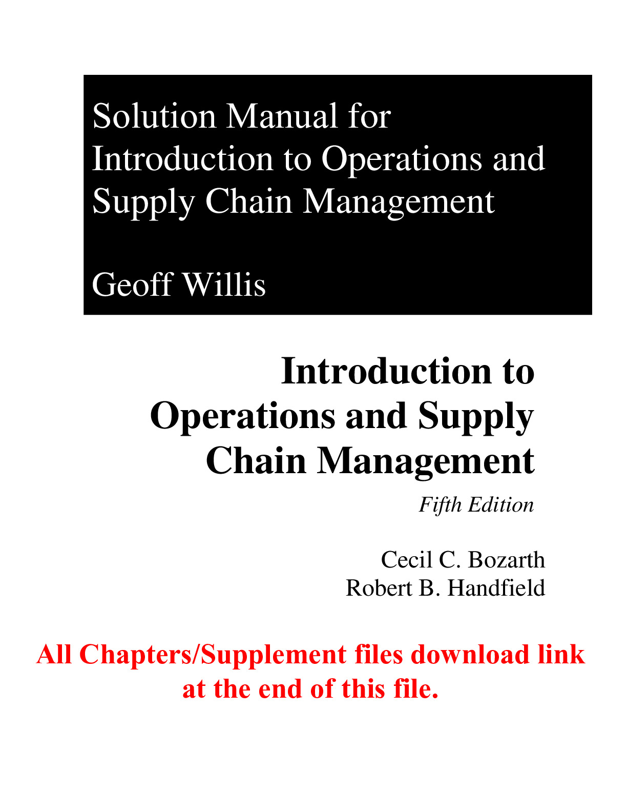 Solutions Manual For Introduction to Operations and Supply Chain ...