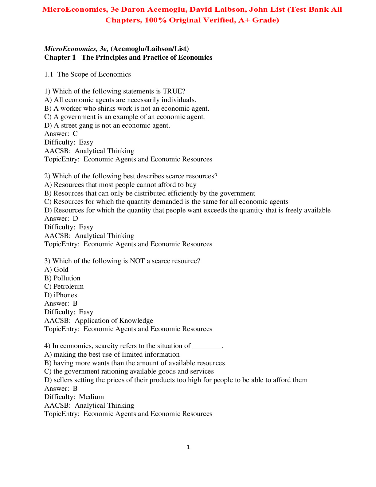 Test Bank For Microeconomics 3rd Edition By Daron Acemoglu, David ...